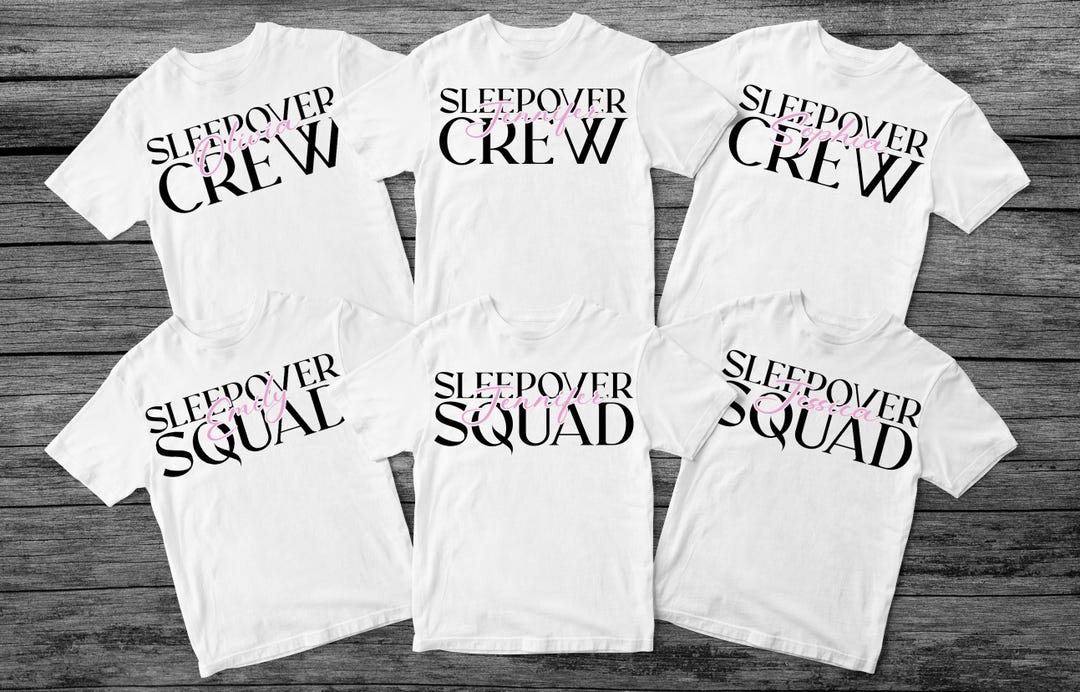 Personalized Sleepover Squad Shirts, Birthday Matching Party T-shirt ...
