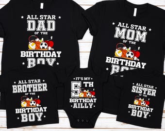 Front and Back Sports Birthday Shirts, Custom Matching Family Shirts ...