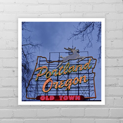 Portland Oregon Sign Art Print by Embarcadero Prints White - Etsy