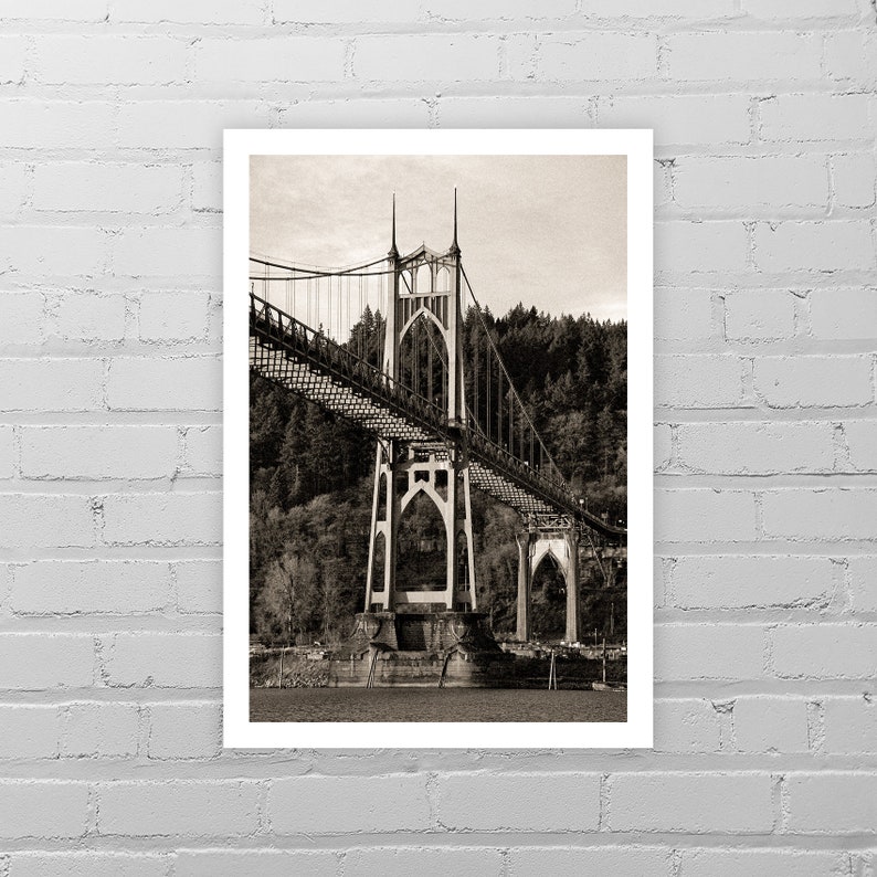 St Johns Bridge Art Print/portland Oregon Art/portland Bridge - Etsy