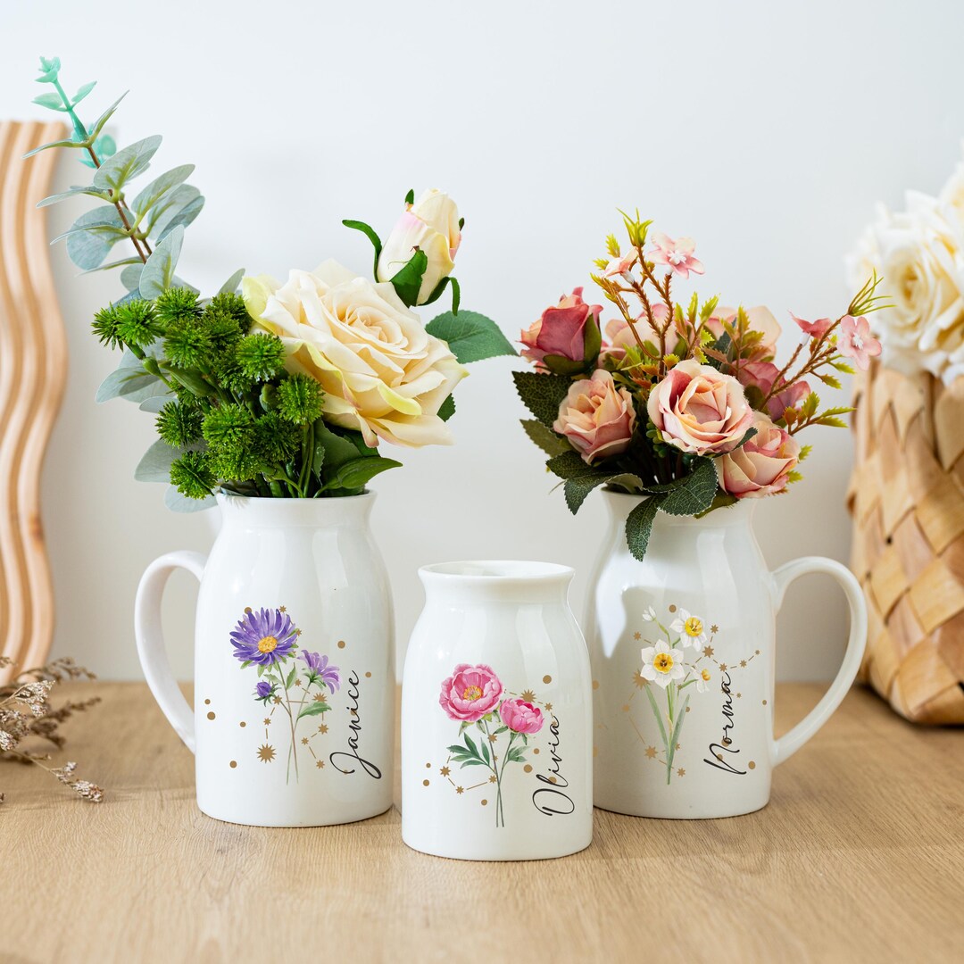 Custom Birth Flower Vase,zodiac Sign Vase,flower Vase With ...