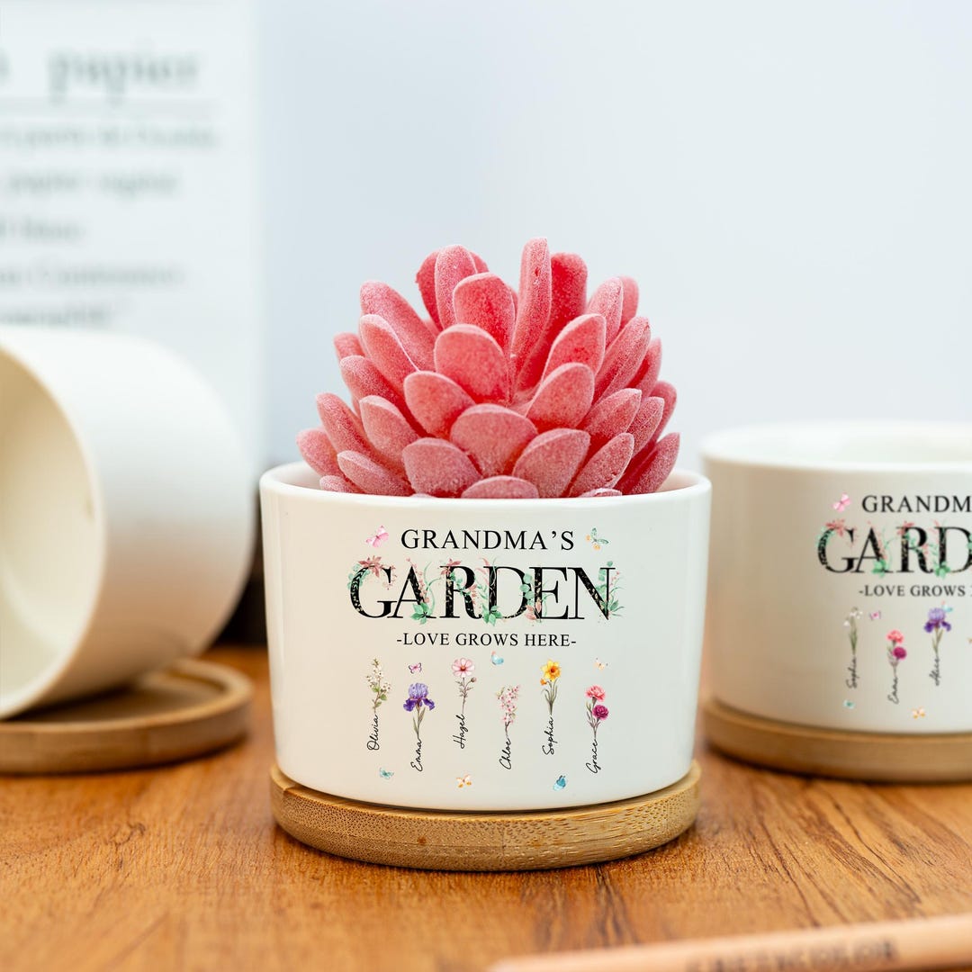Custom Grandma’s Garden, Personalized Birth Flower Pot, Custom Names ...