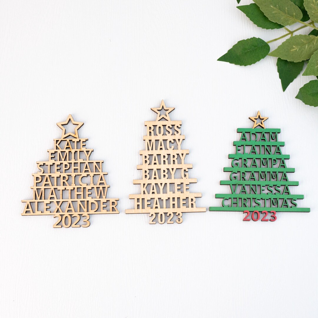 Personalized Family Names Tree Ornament, 2024 Christmas Tree Names ...