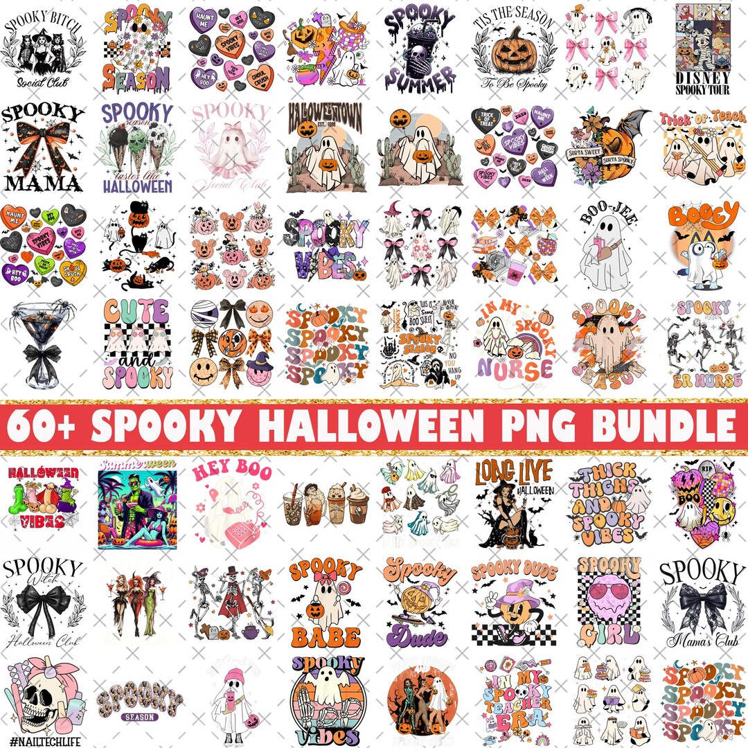 60+ Retro Halloween Bundle PNG, Halloween Bundle, Halloween Png, Spooky ...