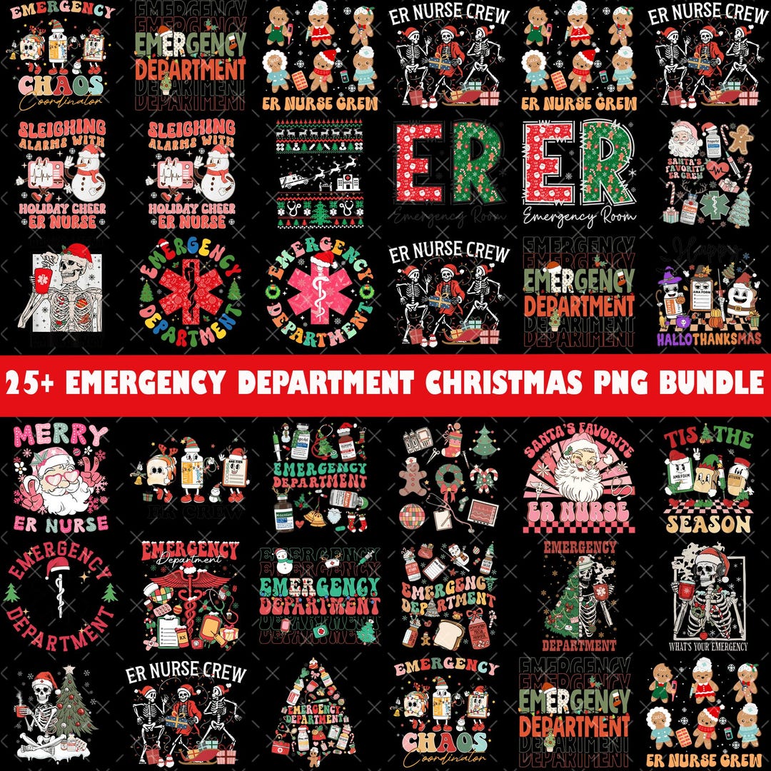 25+ Emergency Department Christmas PNG Bundle, Holiday ER Png, RN ...