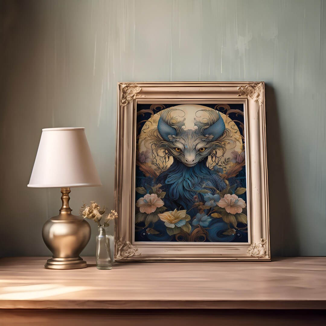 Night Creature Leafy | Printable Digital Art | Gothic Mystical Creature ...