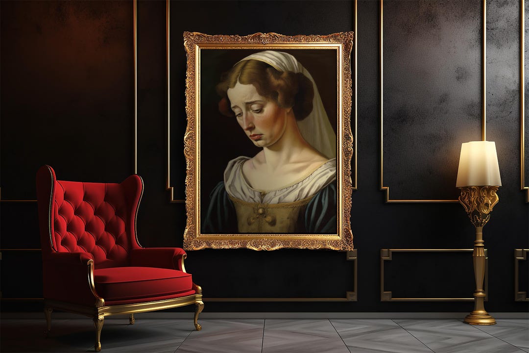 Vintage Renaissance Woman Printable | Retro Sad Woman | Guilt ...