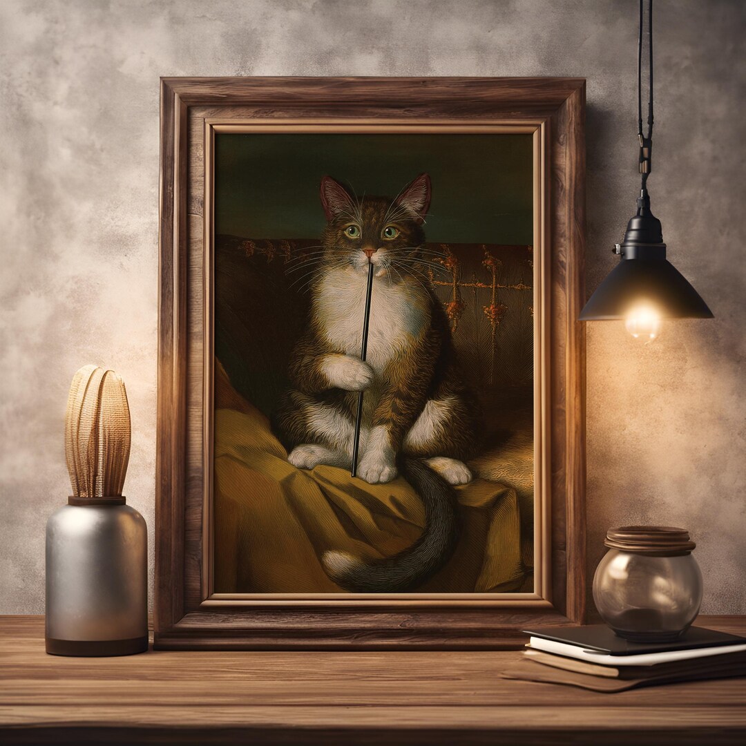 Funny Cat Meme Printable Wall Art - 'me Trying to Act Normal' Vintage ...