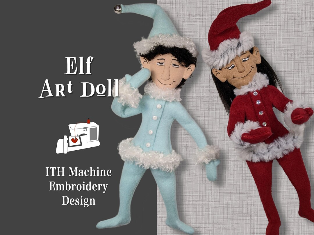 In the Hoop Posable Christmas Elves Art Doll Pattern With 2 Head ...