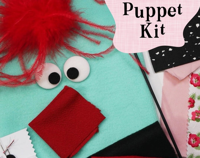 DIY Puppet Kit, Make Your Own Mint Fleece and Feather Hand and Rod ...