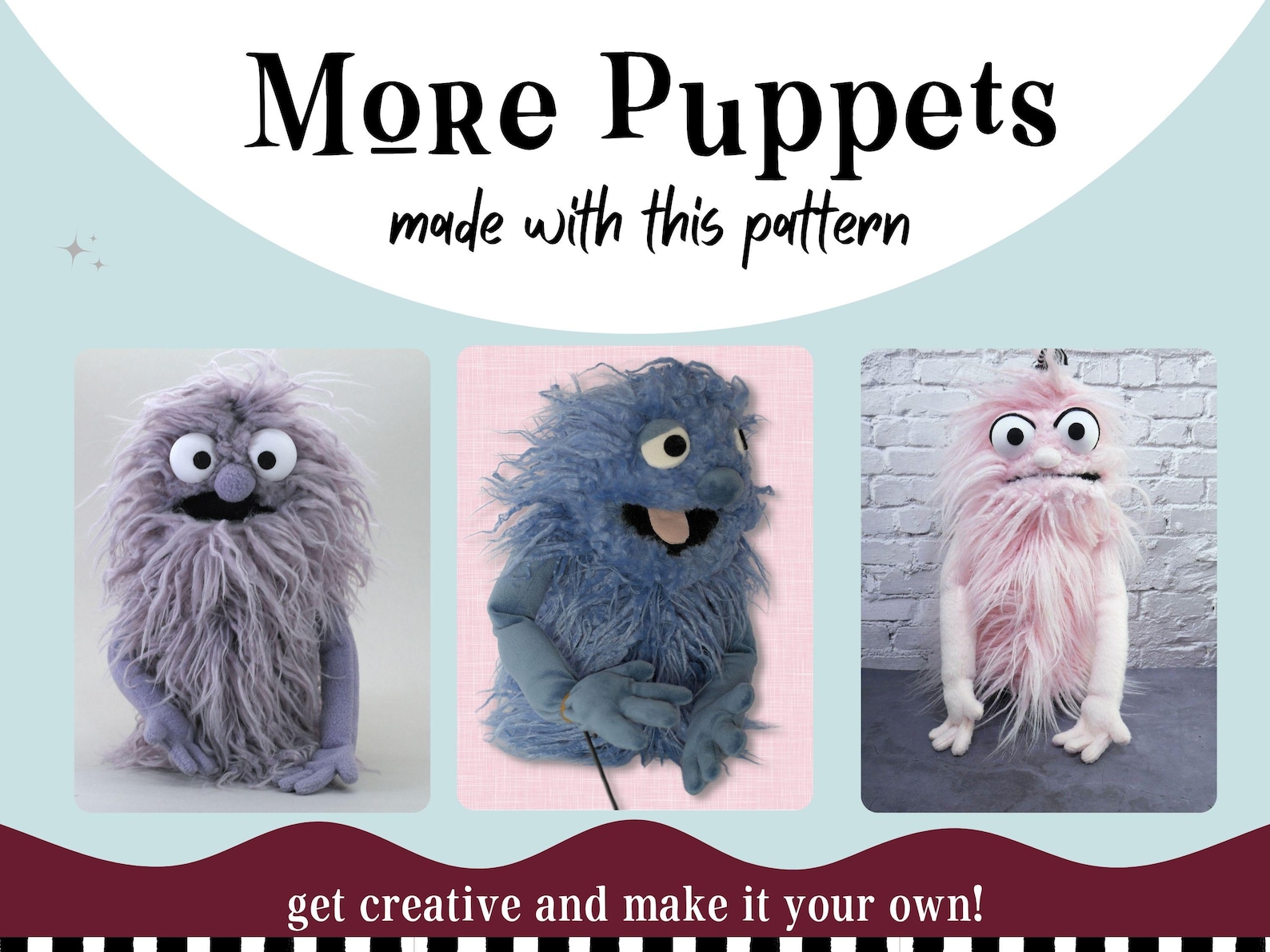 Furry Monster Puppet PDF Sewing Pattern - the Beasley Puppet With ...