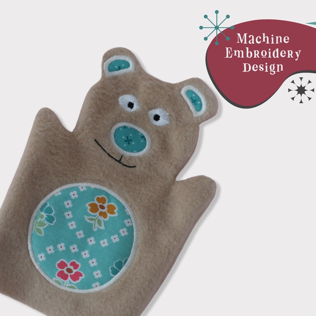 In the Hoop Teddy Bear Hand Puppet Pattern ITH Machine Embroidery ...