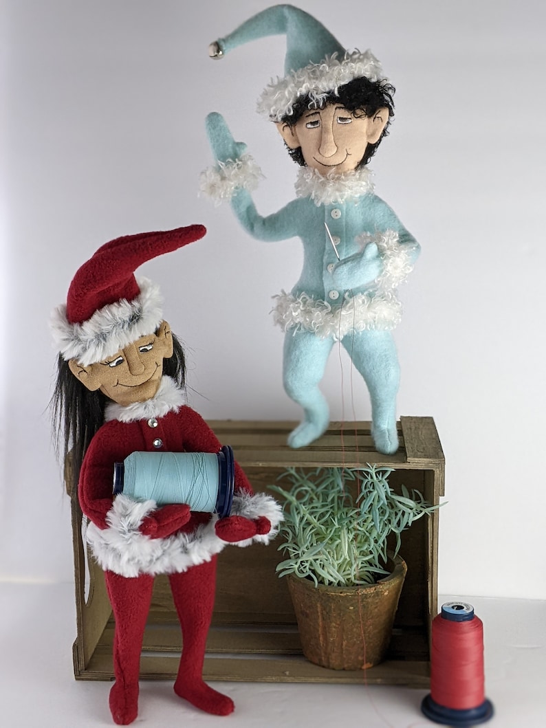 In the Hoop Posable Christmas Elves Art Doll Pattern With 2 Head ...