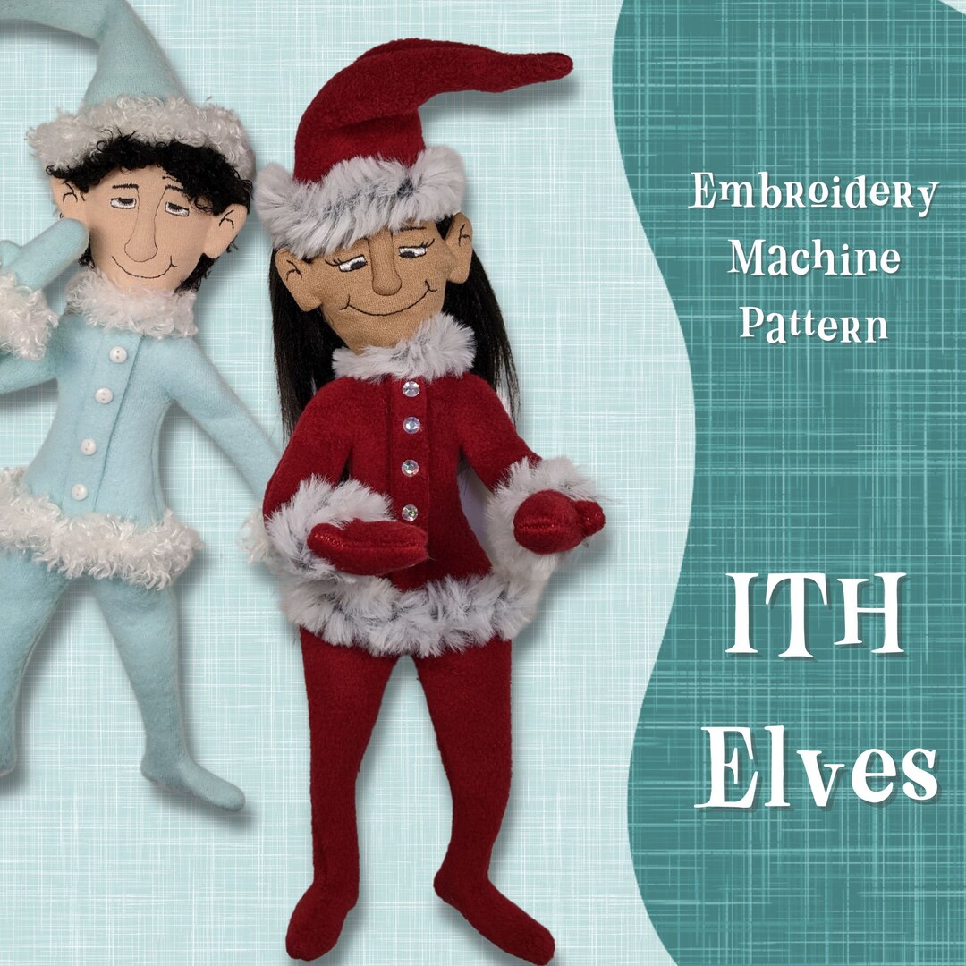 In the Hoop Posable Christmas Elves Art Doll Pattern With 2 - Etsy