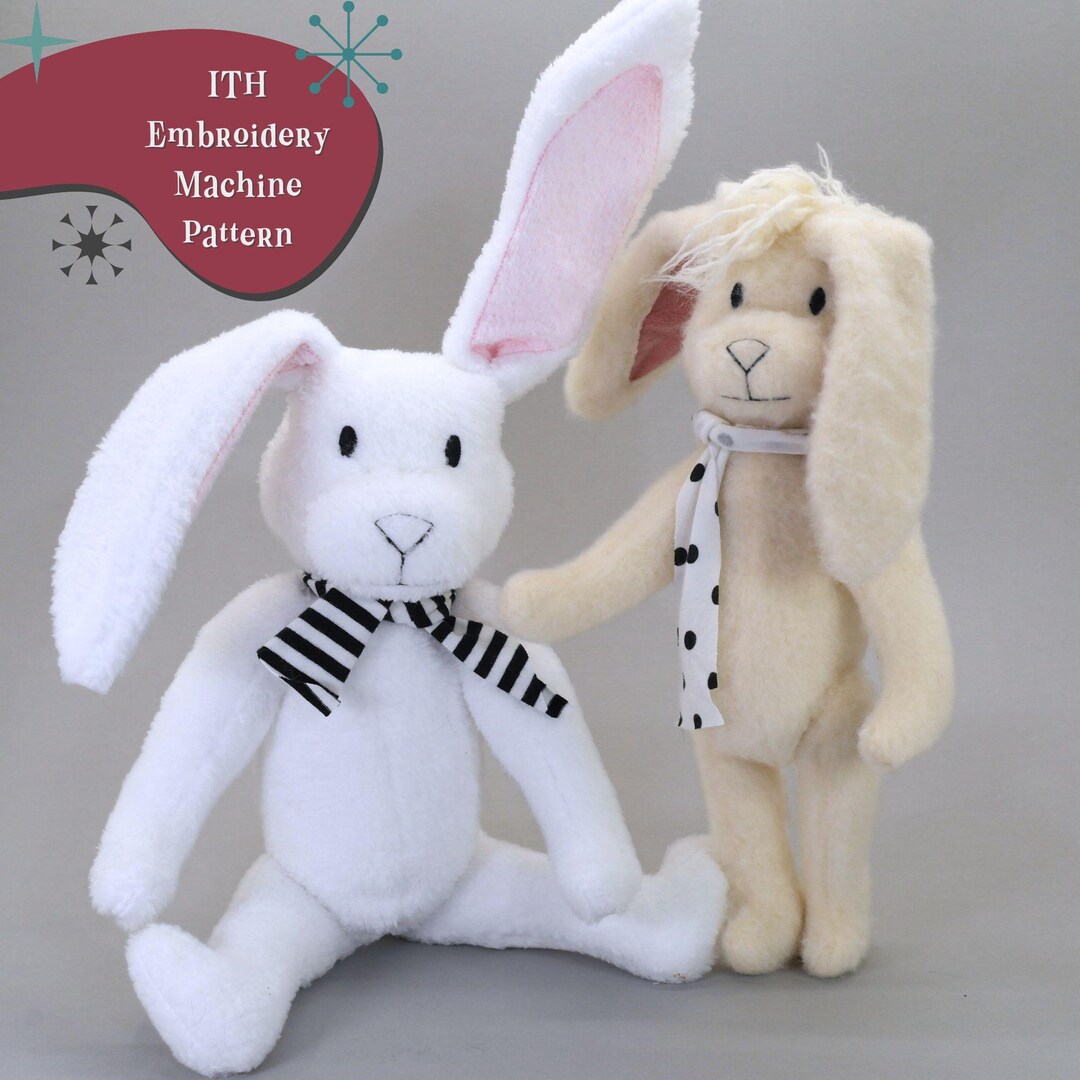 In the Hoop Jointed Bunny Rabbit Plushie for Embroidery Machines easter ...