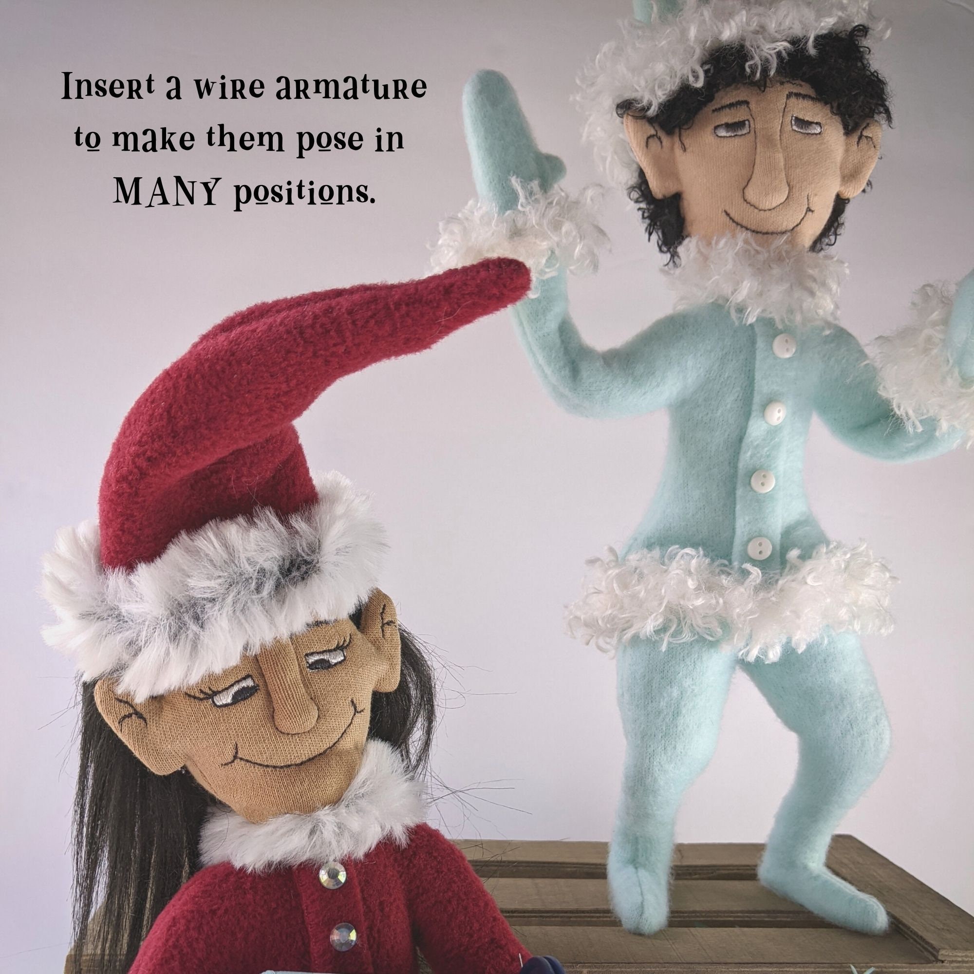 In the Hoop Posable Christmas Elves Art Doll Pattern With 2 - Etsy