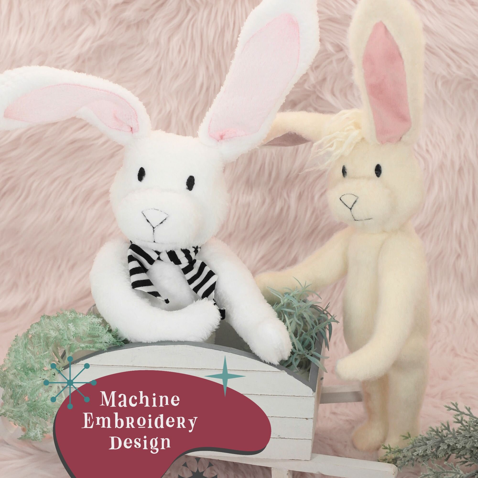 In the Hoop Jointed Bunny Rabbit Plushie for Embroidery Machines easter ...