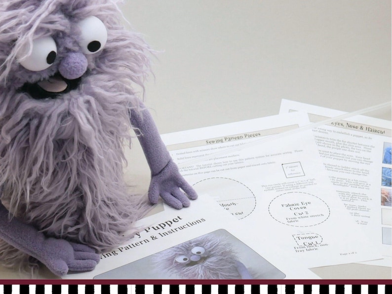 Furry Monster Puppet PDF Sewing Pattern - the Beasley Puppet With ...