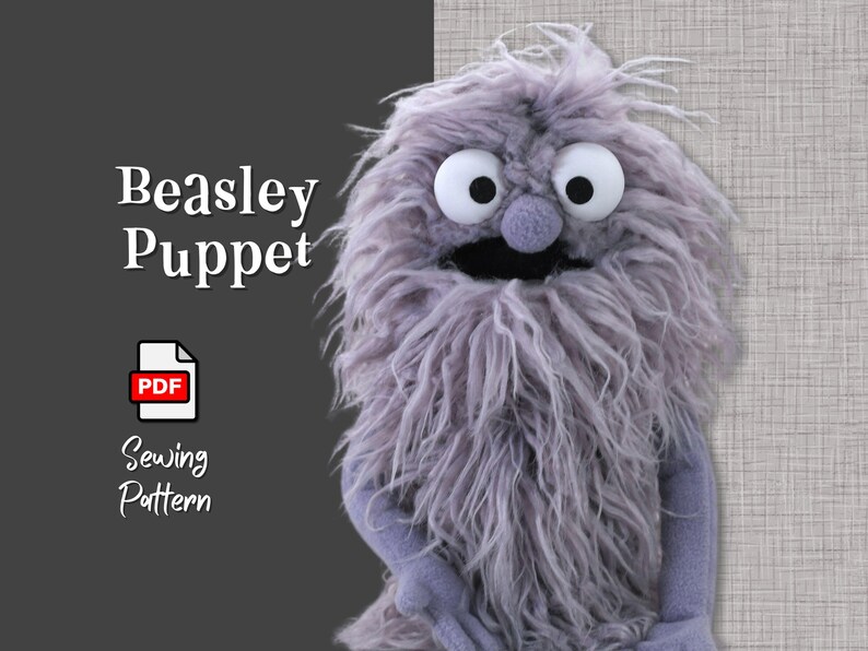 Furry Monster Puppet PDF Sewing Pattern the Beasley Puppet With Fabric ...