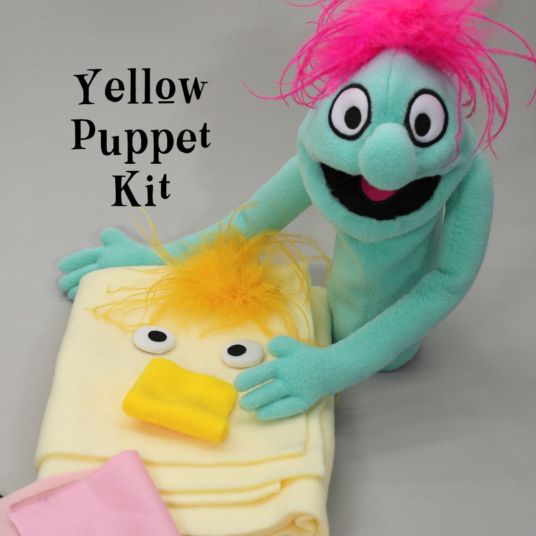 DIY Puppet Kit, Yellow Fleece Hand and Rod Puppet, Includes Pattern ...