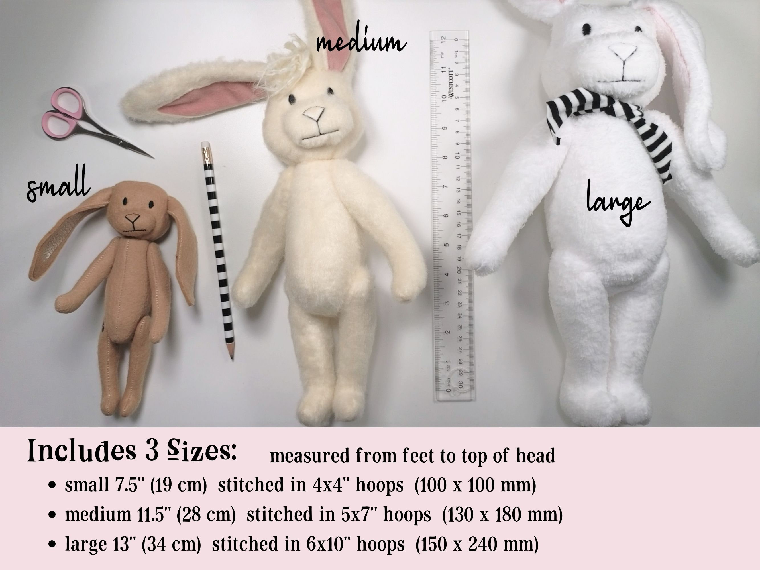 In the Hoop Jointed Bunny Rabbit Plushie for Embroidery Machines easter ...