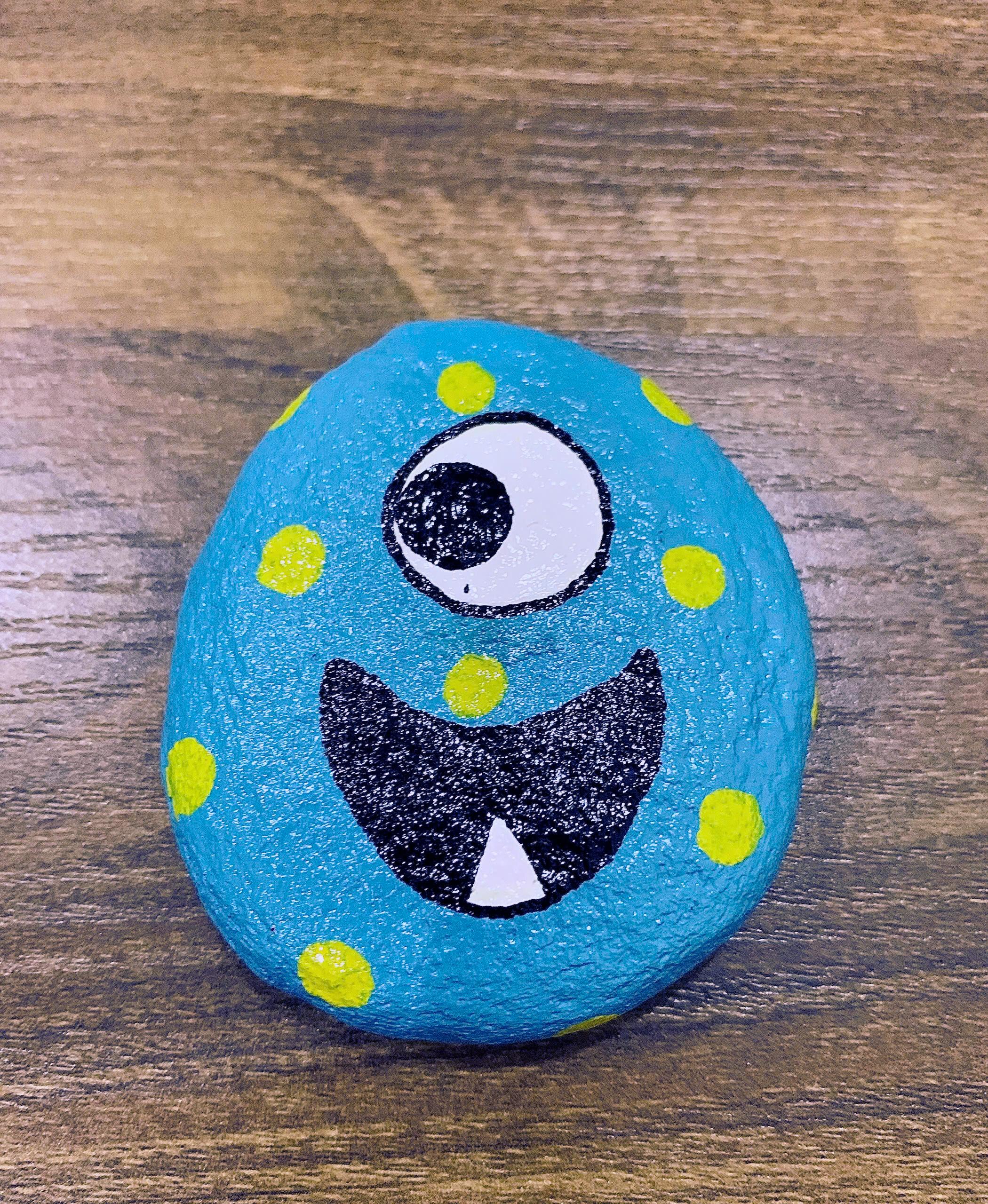 Monster Face Rocks Painting, Hand Painted Stone for Halloween and ...