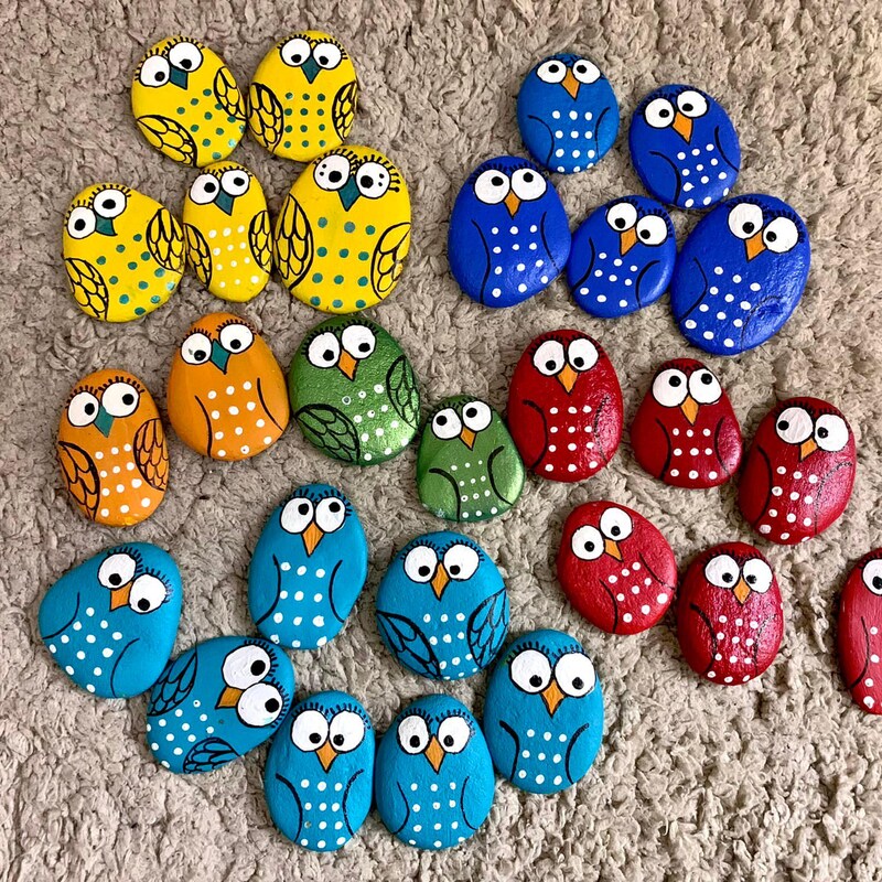 Painted Owl Rocks - Etsy