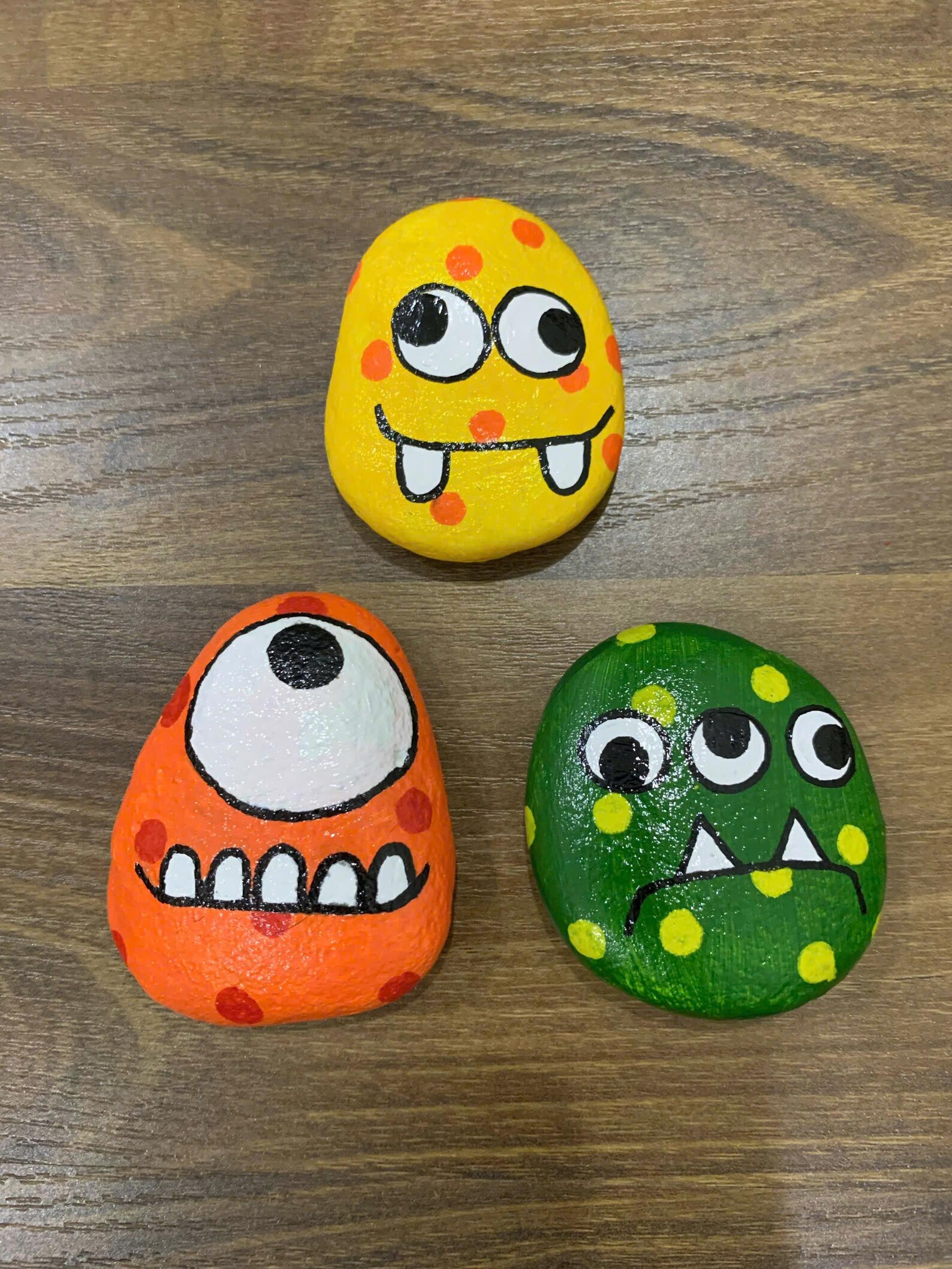 Monster Face Rocks Painting, Hand Painted Stone for Halloween and ...