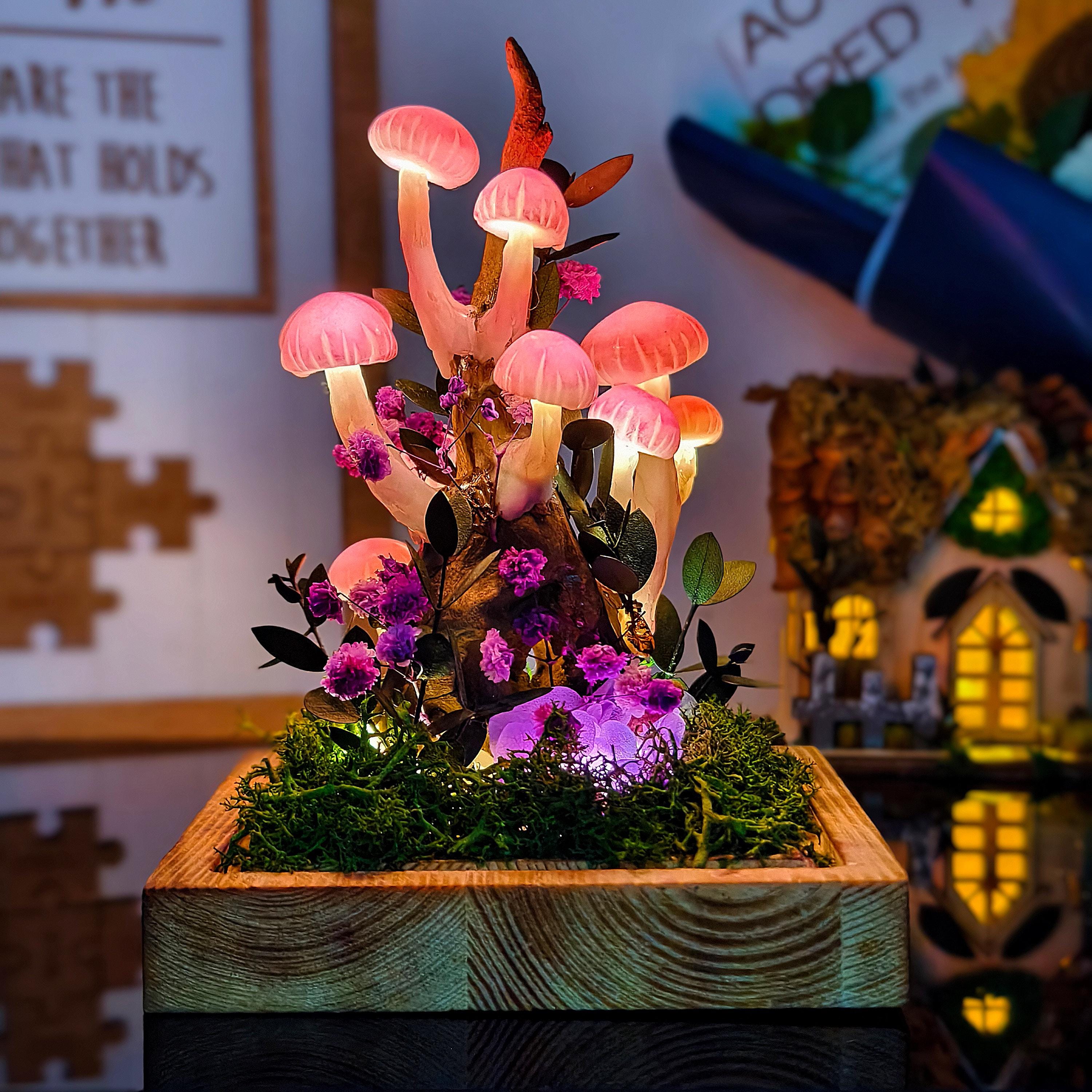 Fairy Tale Pink Mushroom Lamp, Handmade Mushroom Night Light With ...