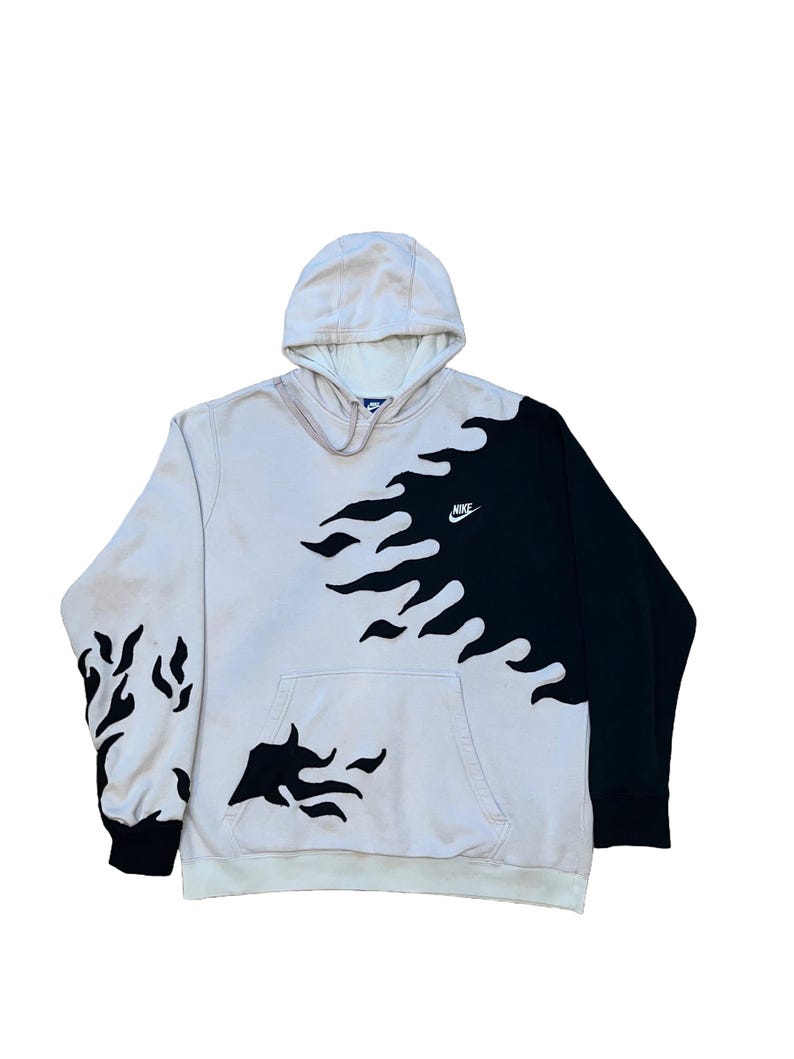 Flames & Fire Reworked Nike Hoodie (XL) | Custom Upcycled Hoodie ...