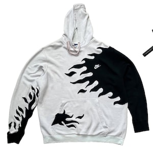 Flames & Fire Reworked Nike Hoodie (XL) | Custom Upcycled Hoodie ...