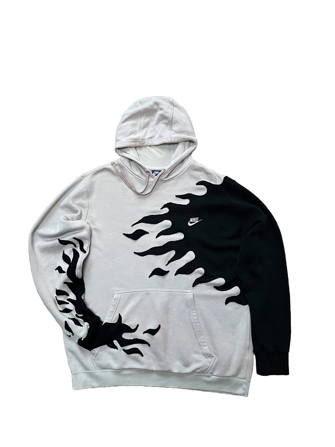 Flames & Fire Reworked Nike Hoodie XL Custom Upcycled Hoodie Unique ...