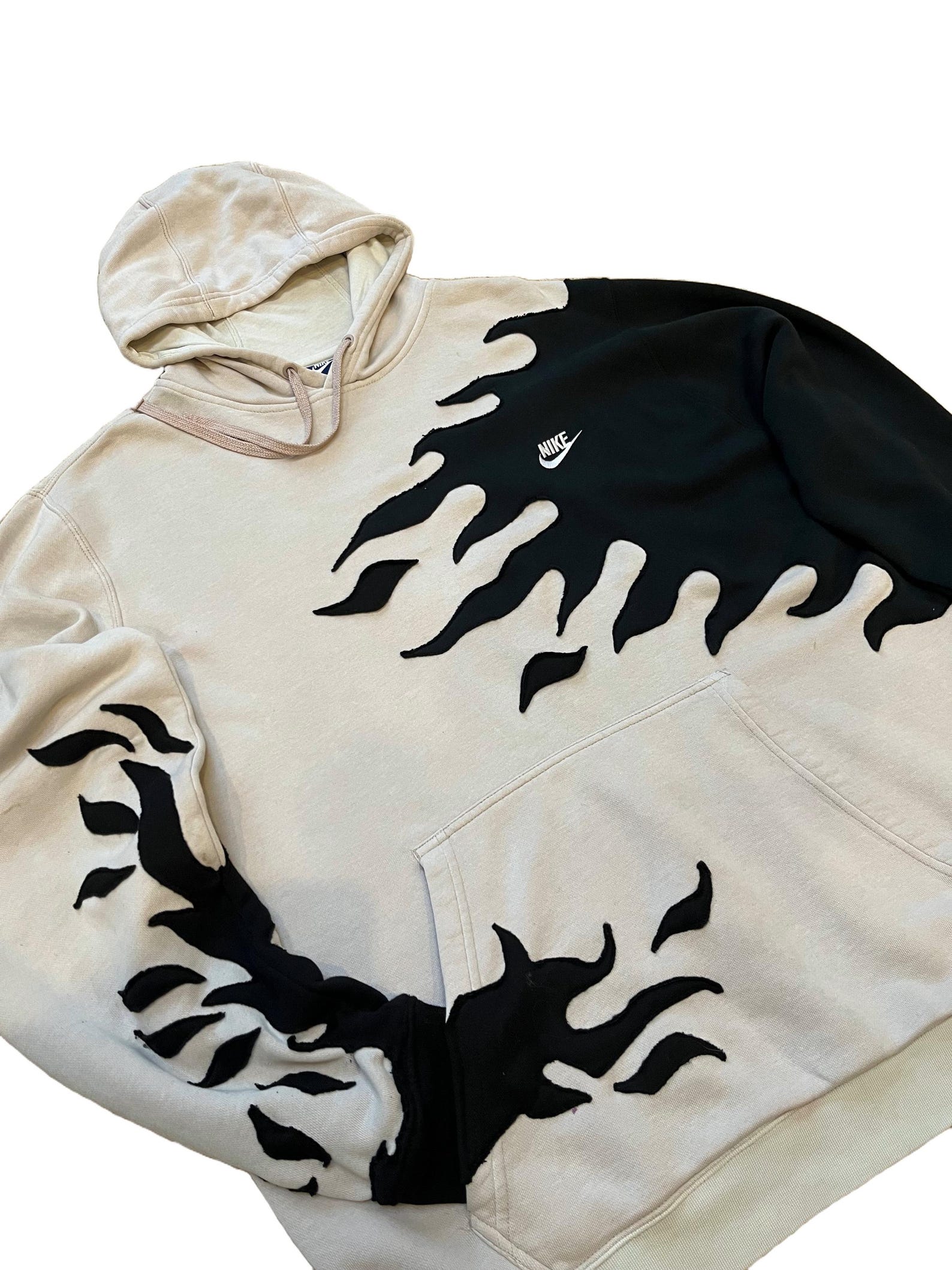 Flames & Fire Reworked Nike Hoodie (XL) | Custom Upcycled Hoodie ...