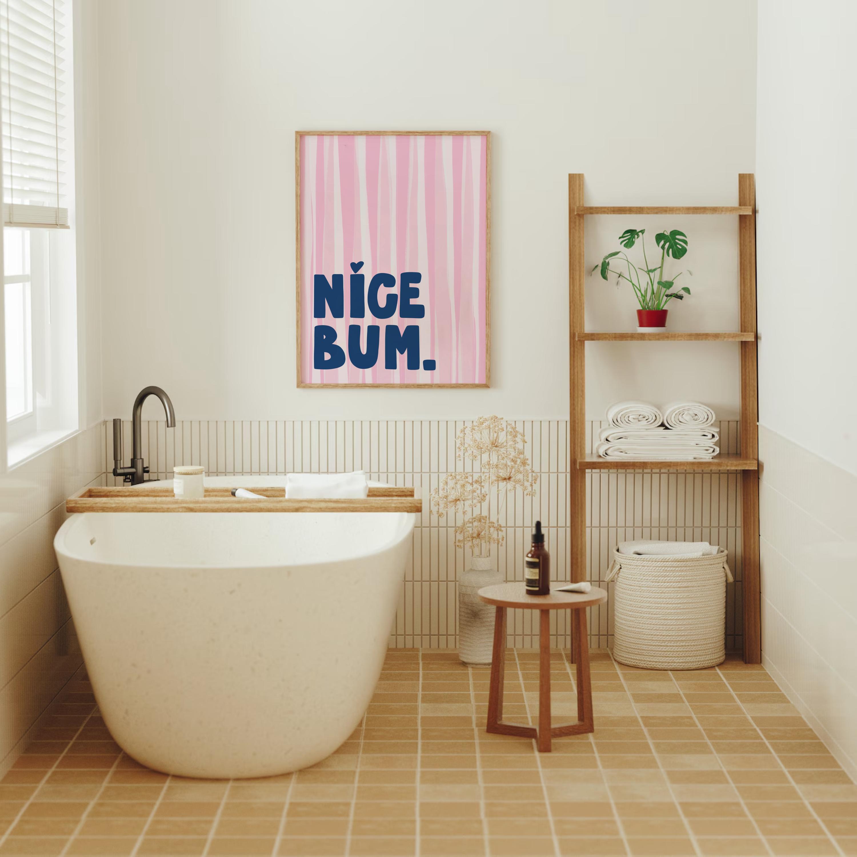 Nice Bum Print Bathroom Art Print Funny Quote Print Coastal Wall Art ...
