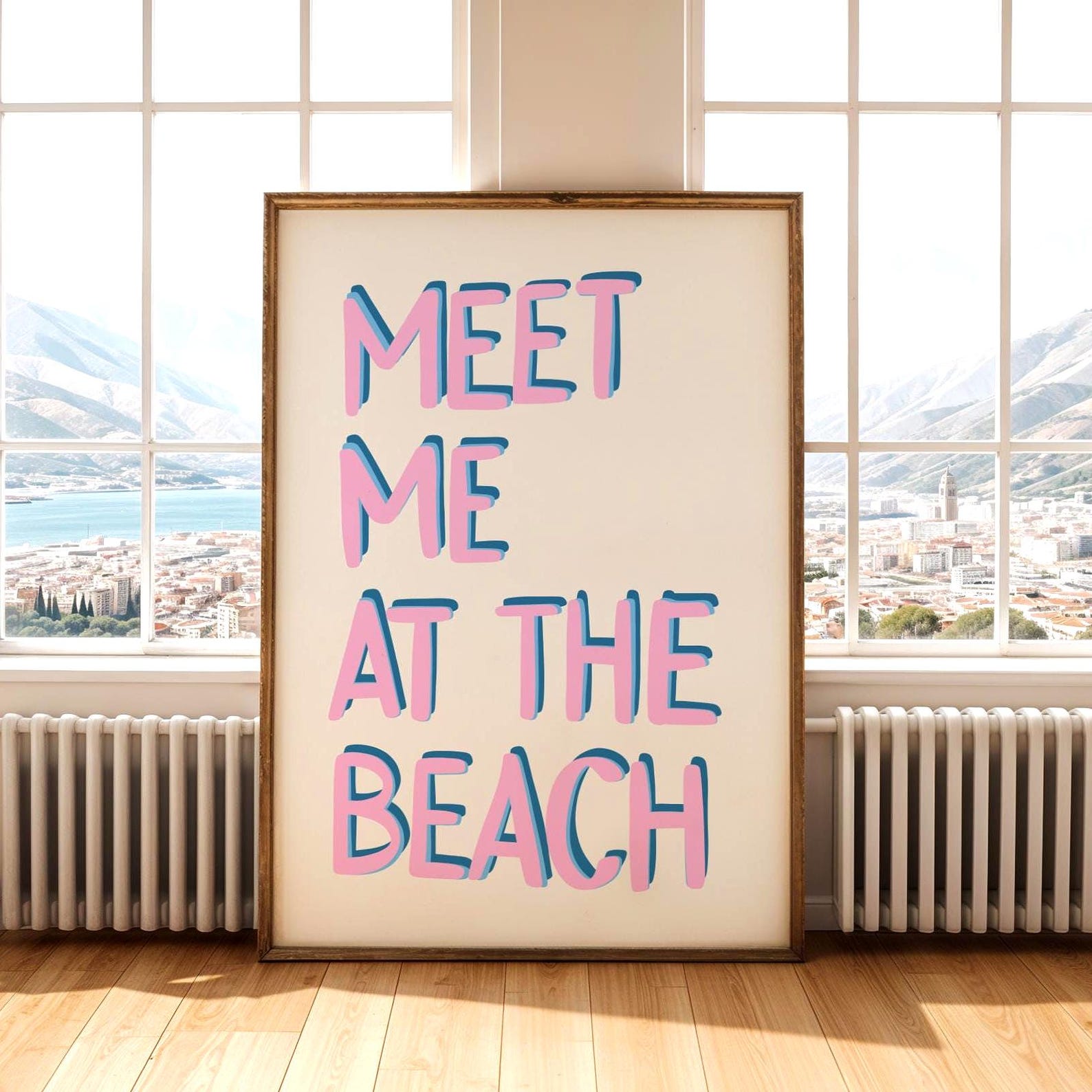 Meet Me at the Beach Poster, Summer Beach Coastal Art UNFRAMED Poster ...