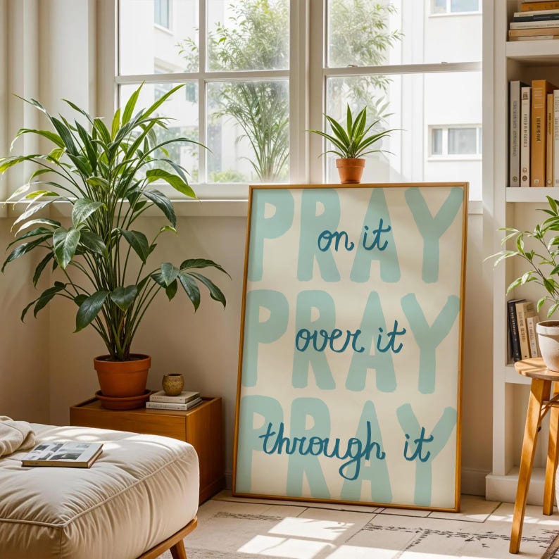 Pray UNFRAMED Christian Wall Art Print Faith-based Decor Navy Biblical ...