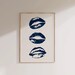 Navy Blue Lips Kiss Wall Art Aesthetic Trendy Wall Art Blue Art Print ...