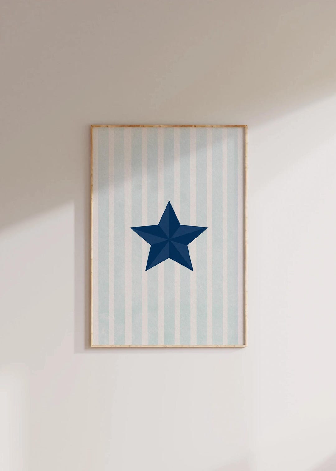 Navy Blue Coastal Star Wall Art Print Blue Retro Trendy Wall Art ...
