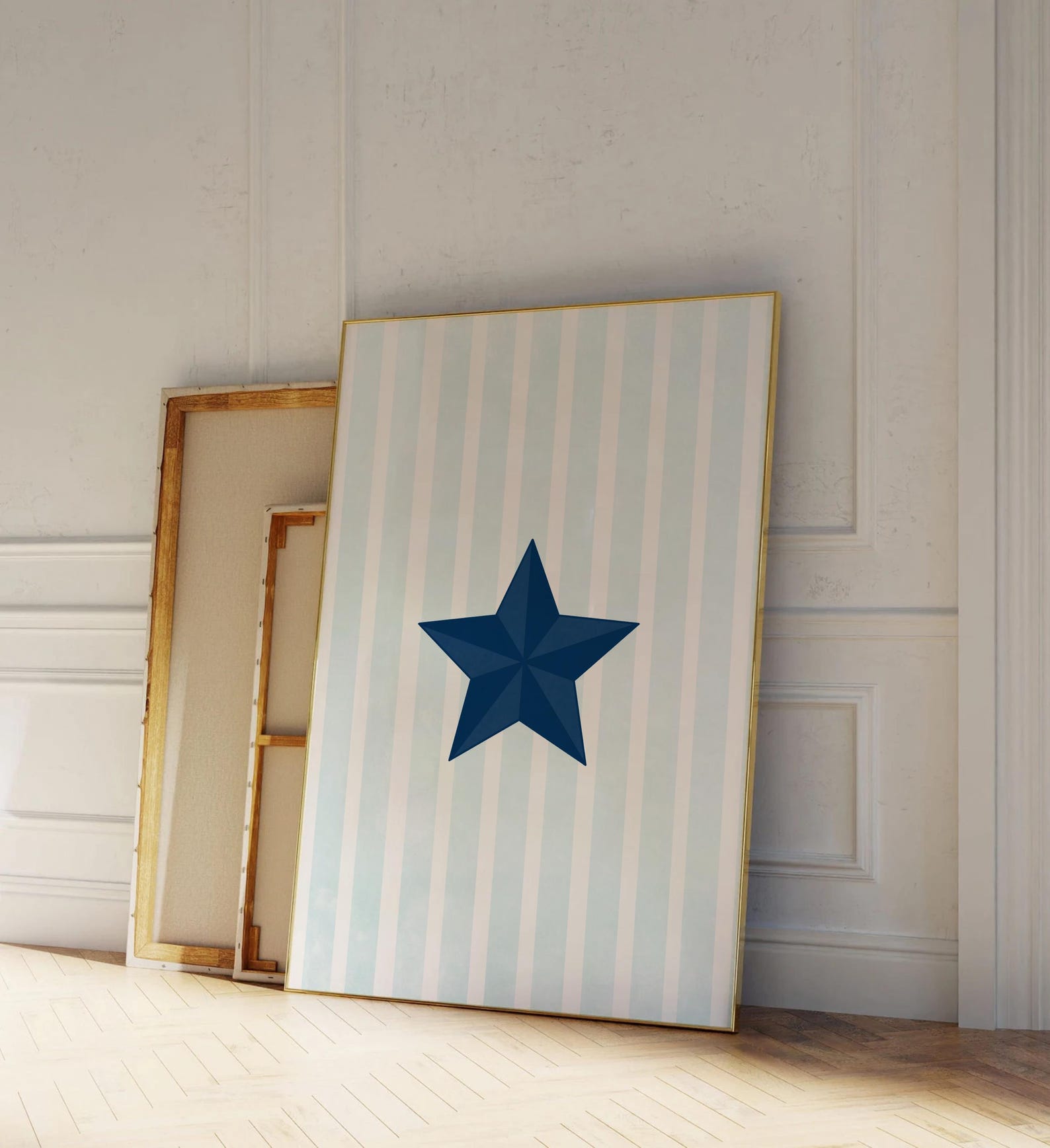 Navy Blue Coastal Star Wall Art Print Blue Retro Trendy Wall Art ...