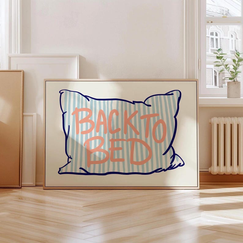 Back to Bed Print Coastal Print Trendy Bedroom Poster Typography Print ...