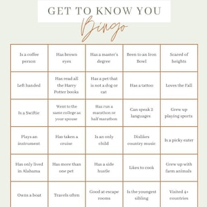 Get to Know You Bingo Game Small Group Editable Template - Etsy