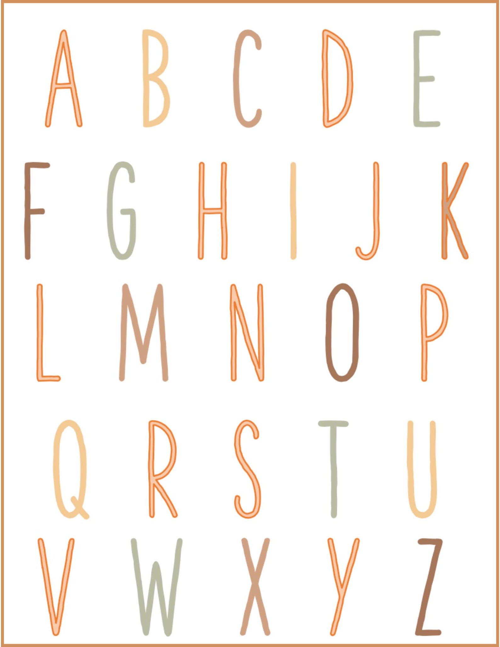 Neutral Alphabet Poster- Printable PDF - Etsy