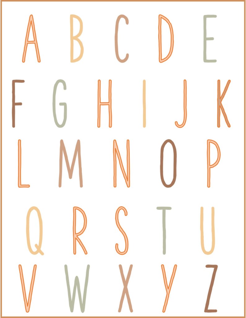 Neutral Alphabet Poster- Printable PDF - Etsy