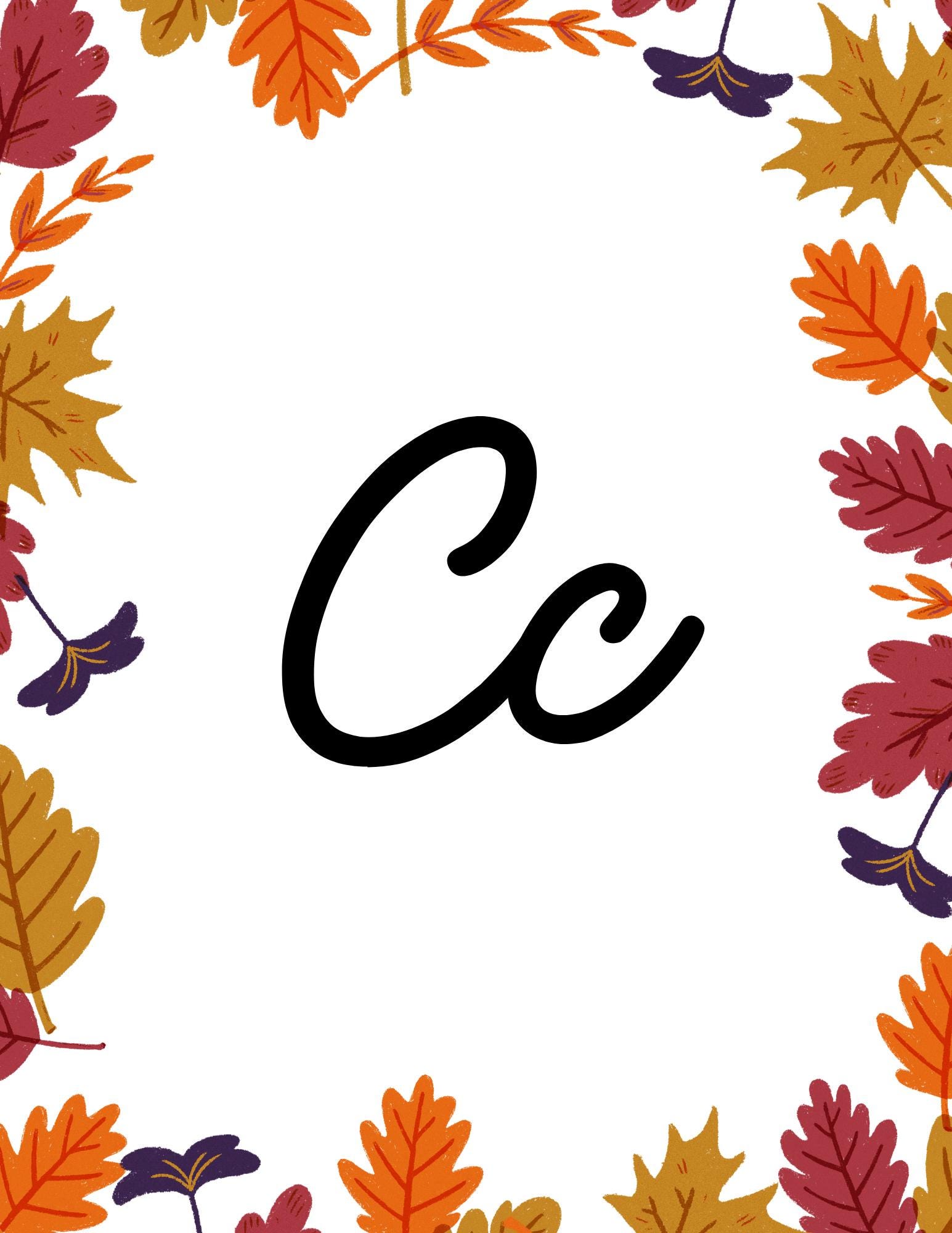 Fall Cursive Alphabet Poster Printable Autumn Themed Educational Decor ...