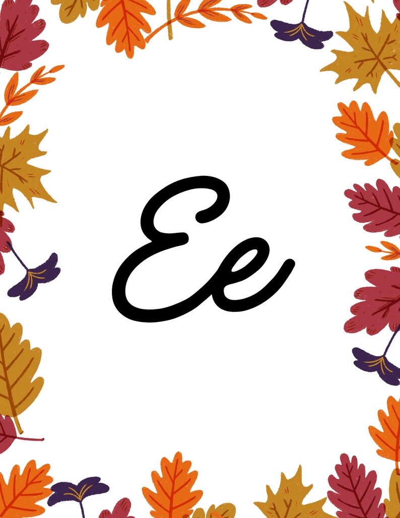 Fall Cursive Alphabet Poster Printable Autumn Themed Educational Decor ...