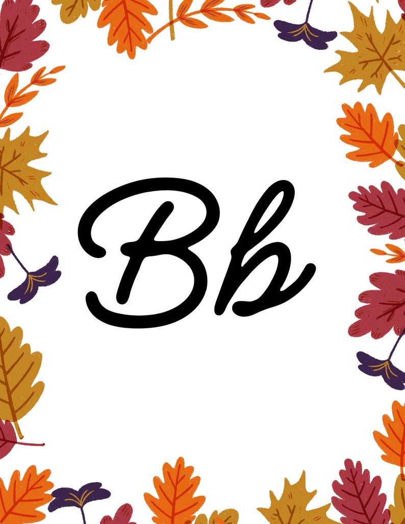 Fall Cursive Alphabet Poster Printable Autumn Themed Educational Decor ...