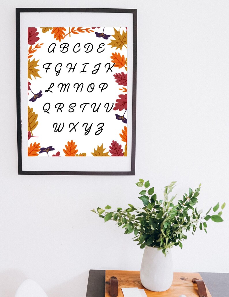 Fall Cursive Alphabet Poster Printable Autumn Themed Educational Decor ...