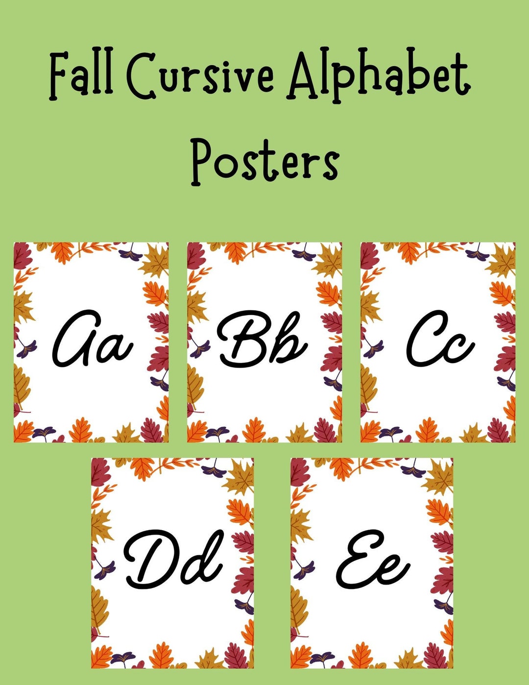 Fall Cursive Alphabet Poster Printable Autumn Themed Educational Decor ...