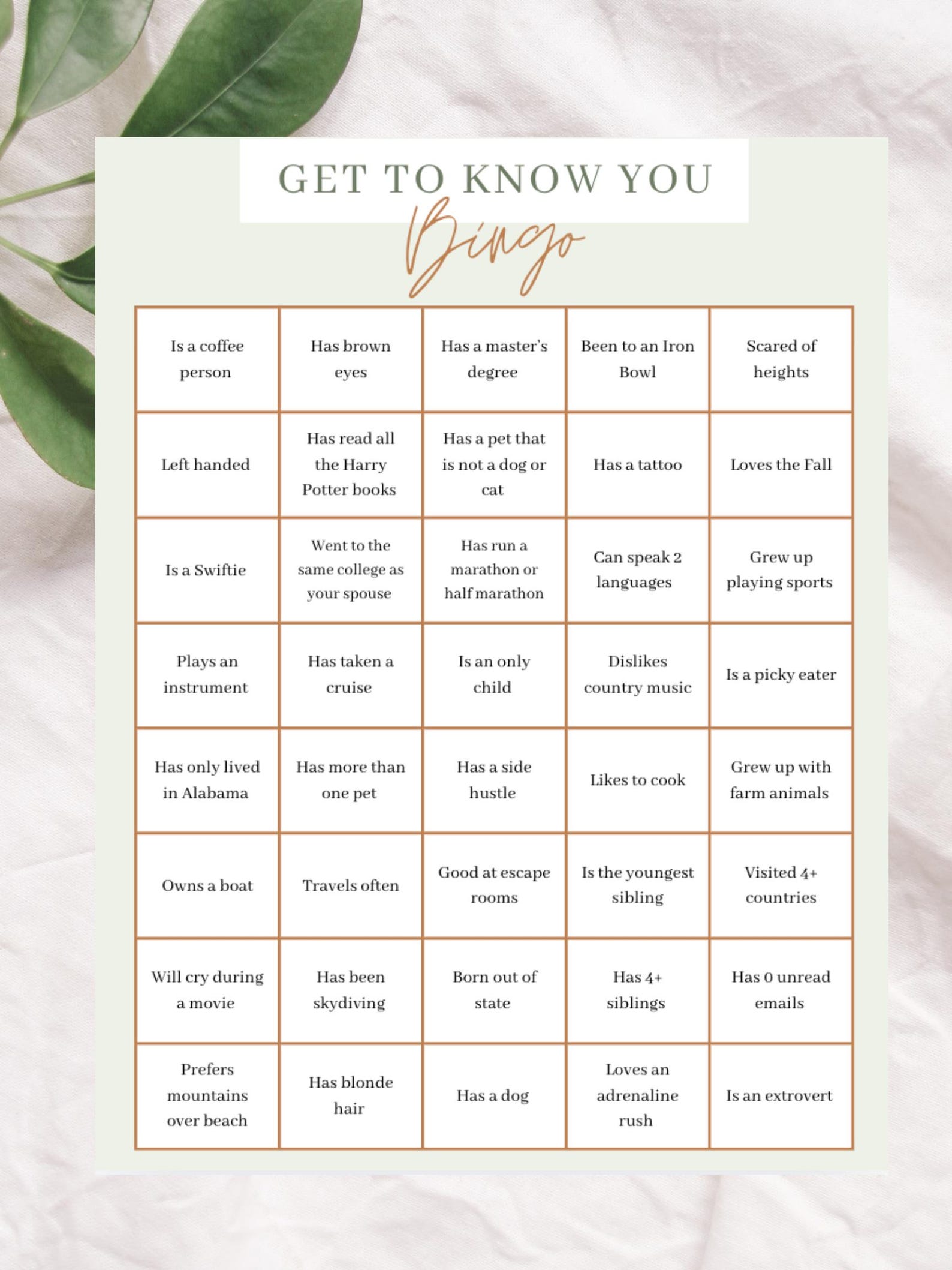Get to Know You Bingo Game Small Group Editable Template - Etsy