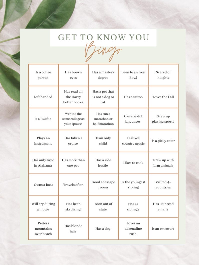 Get to Know You Bingo Game Small Group Editable Template - Etsy Canada